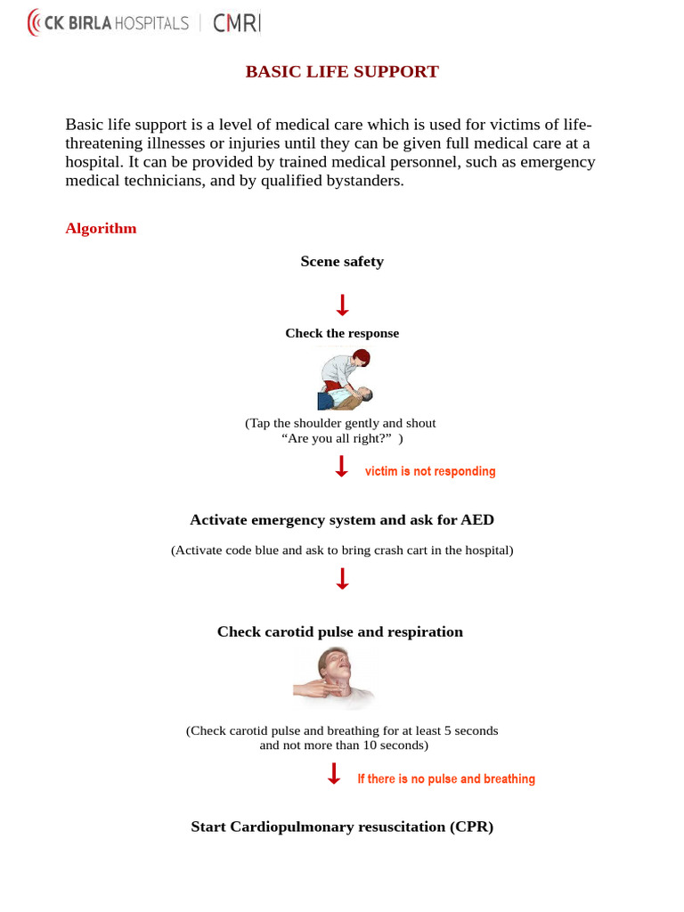 Basic Life Support: Algorithm | PDF | Cardiopulmonary Resuscitation ...