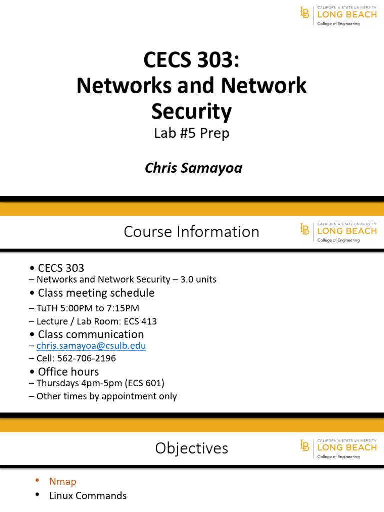 CECS 303 - Lab 5 - NMAP and Linux | PDF | Port (Computer Networking) | Transmission Control Protocol