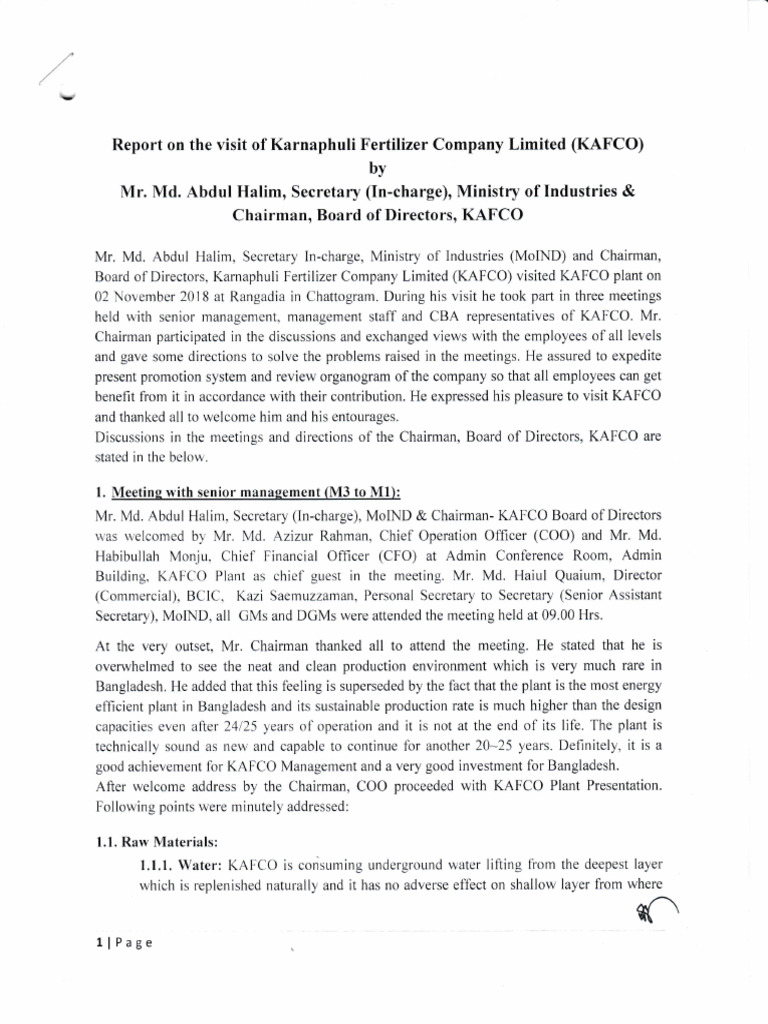 Report On The Visit of KAFCO | PDF | Fertilizer