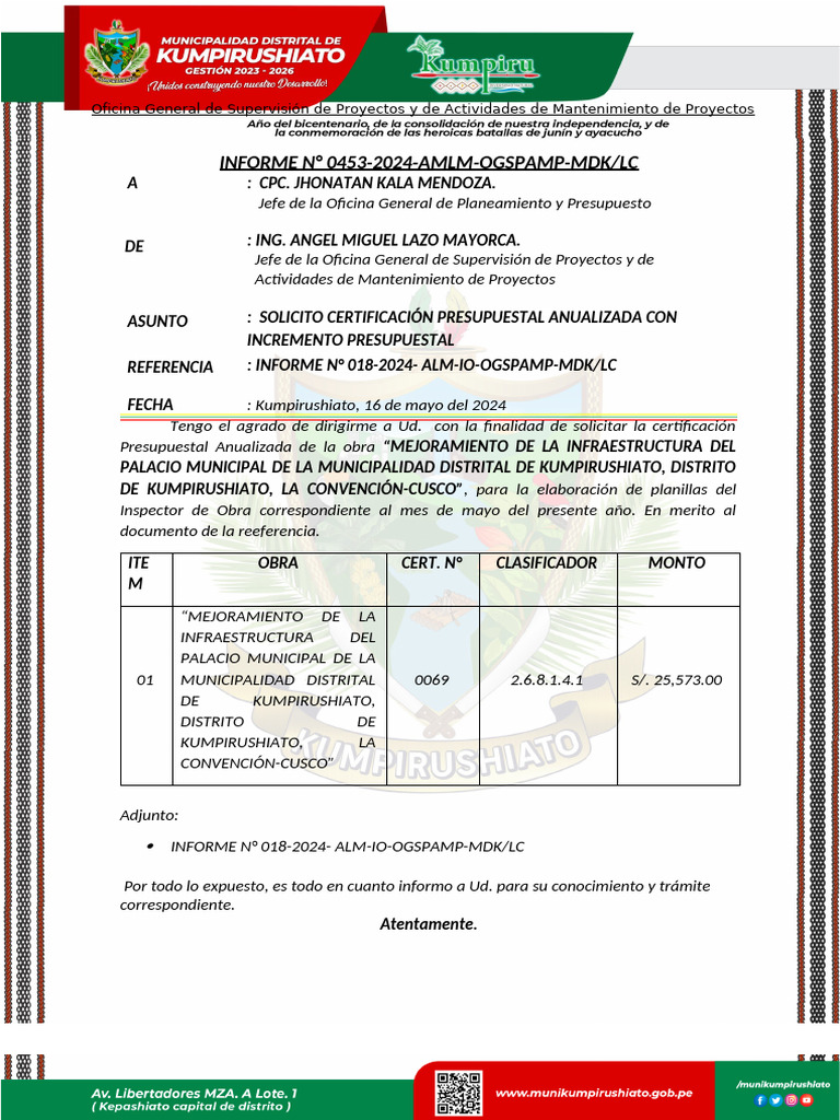 Informe Solicitud Ampliación Presupuestal | PDF | Negocios | Finanzas y dinero