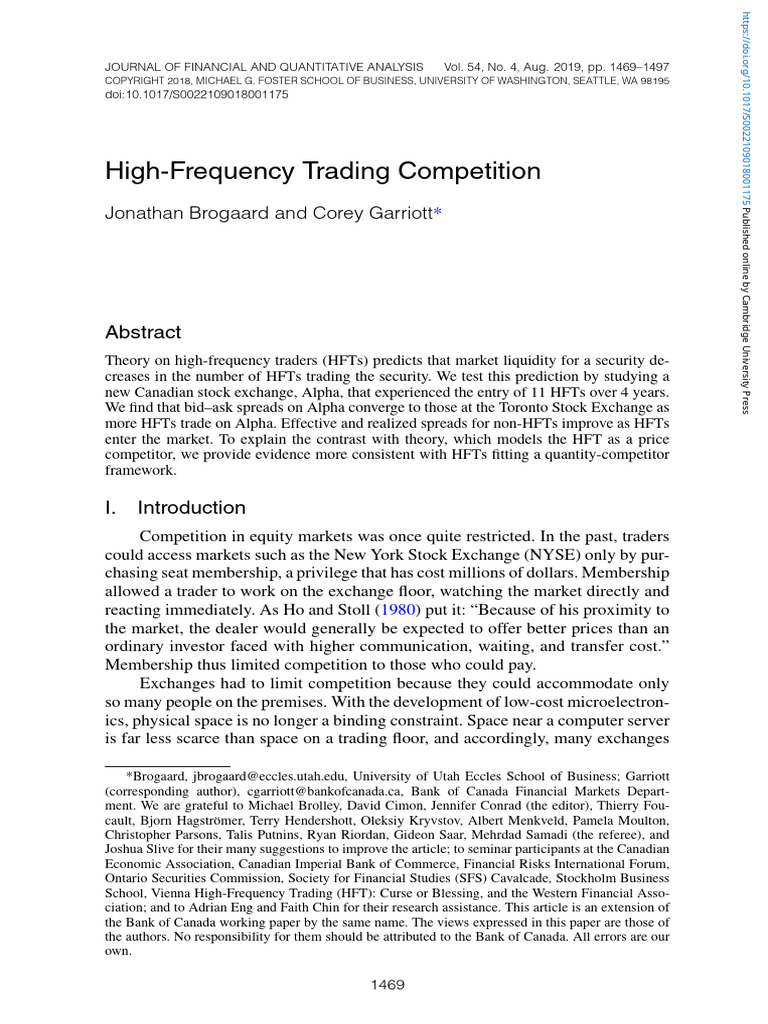 High-Frequency Trading Impact on Liquidity | PDF | High Frequency ...