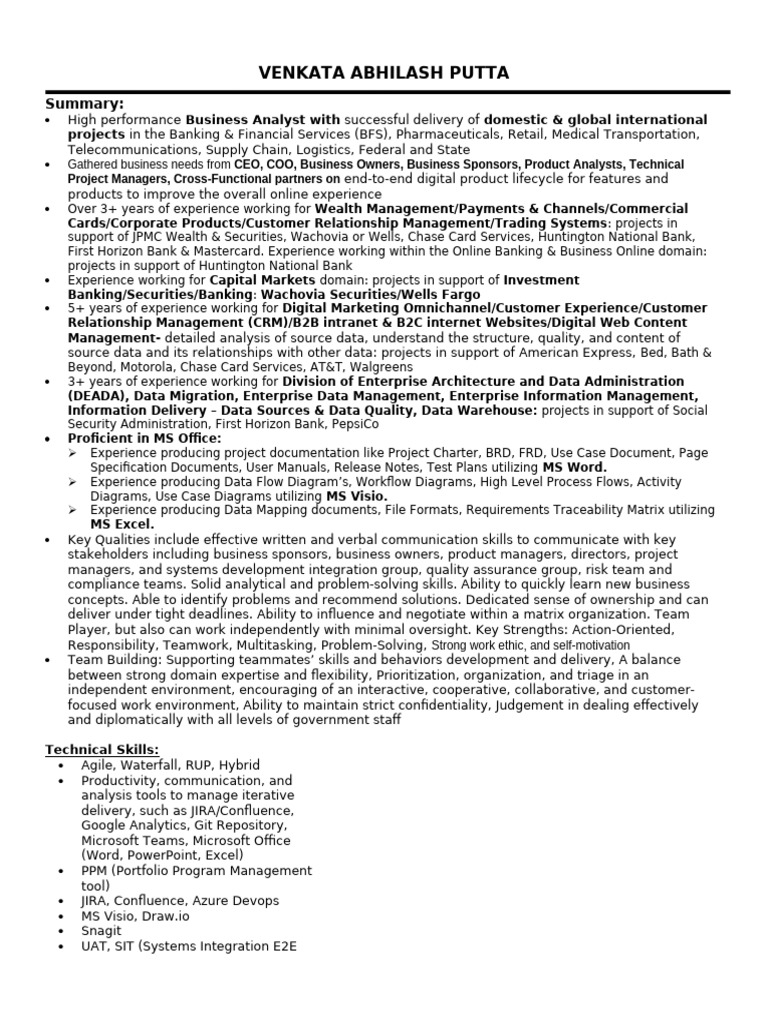 Venkata Abhilash Putta - BA | PDF | Use Case | Customer Relationship Management