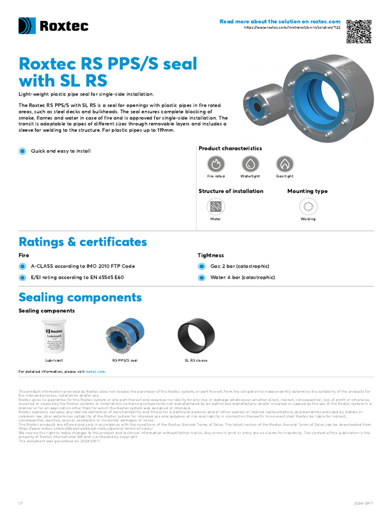 Roxtec RS PPSS Seal With SL RS | PDF | Pipe (Fluid Conveyance) | Common Law