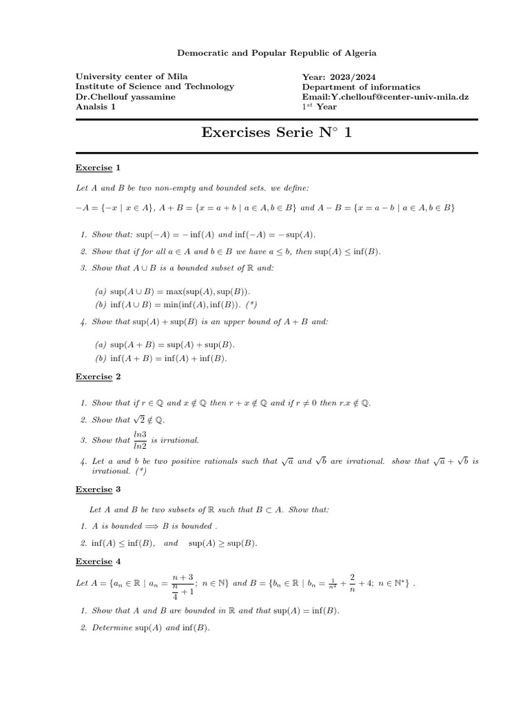 Series N 1 | PDF | Mathematical Concepts | Mathematical Analysis