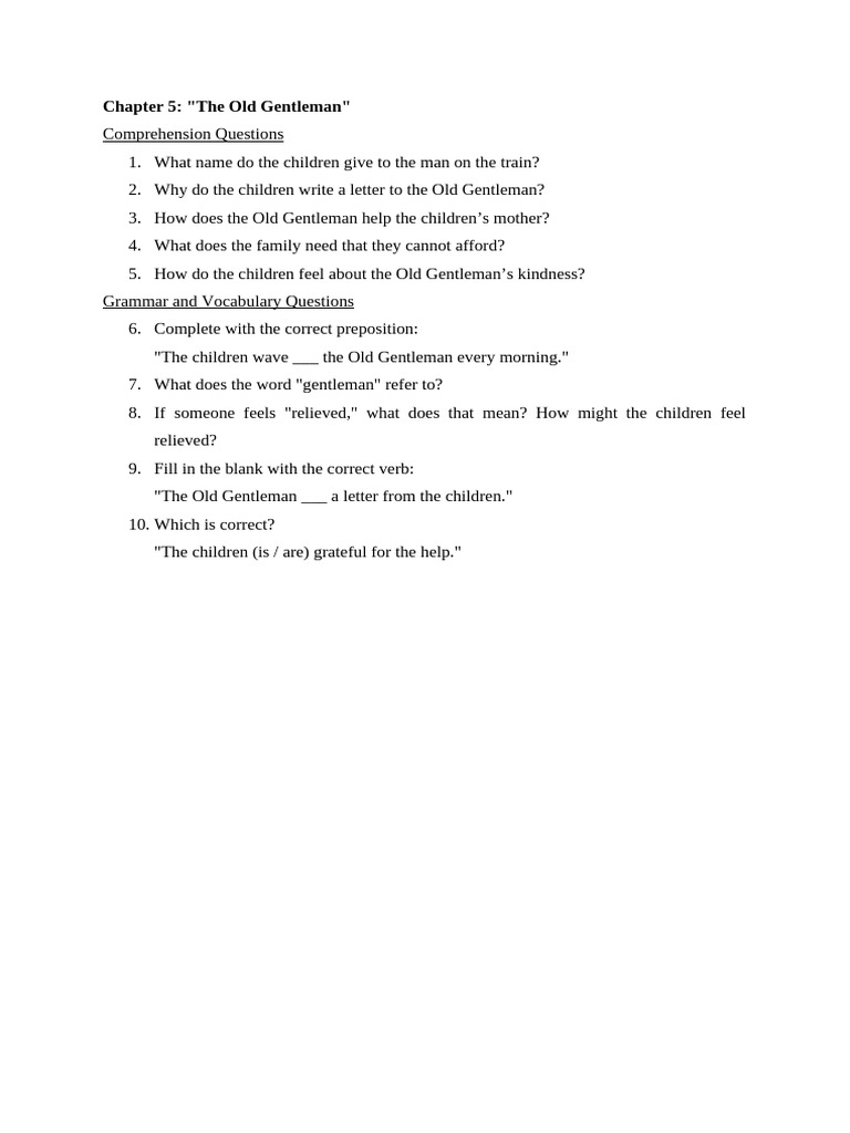 "The Old Gentleman: Class 6 Q&A" | PDF