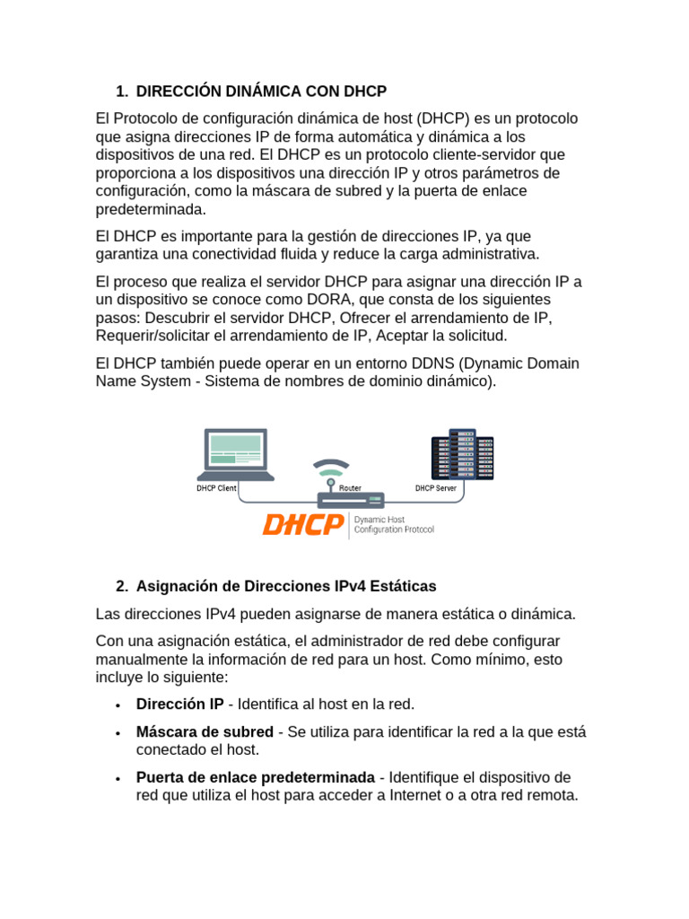 Dirección Dinámica Con DHCP | PDF | Dirección IP | Enrutador (Computación)