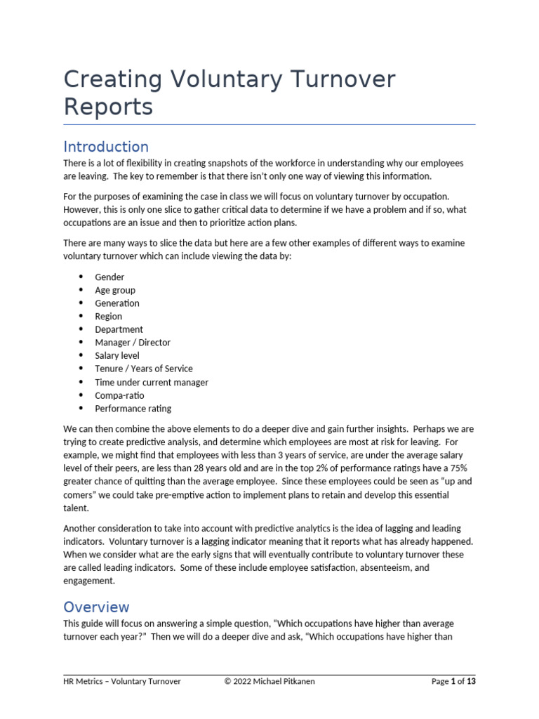 Voluntary Turnover Walkthrough Guide v3 | PDF | Turnover (Employment ...