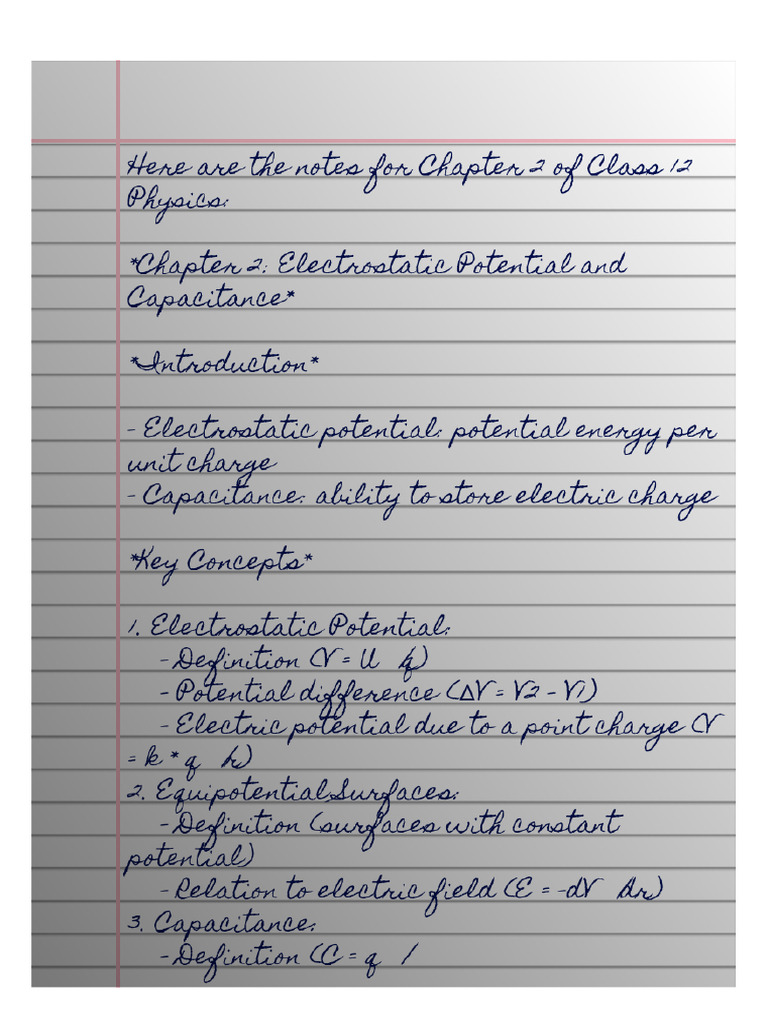 Chapter 2 Physics Class 12 Notes | PDF