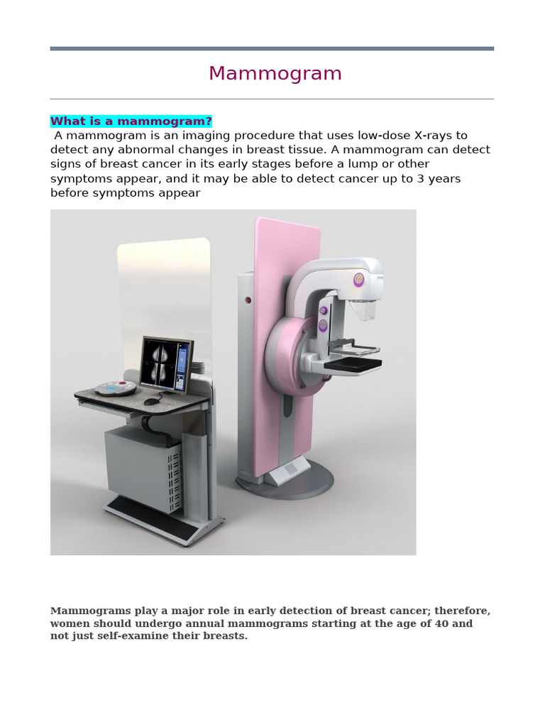 mammogram | PDF | Mammography | Breast Cancer
