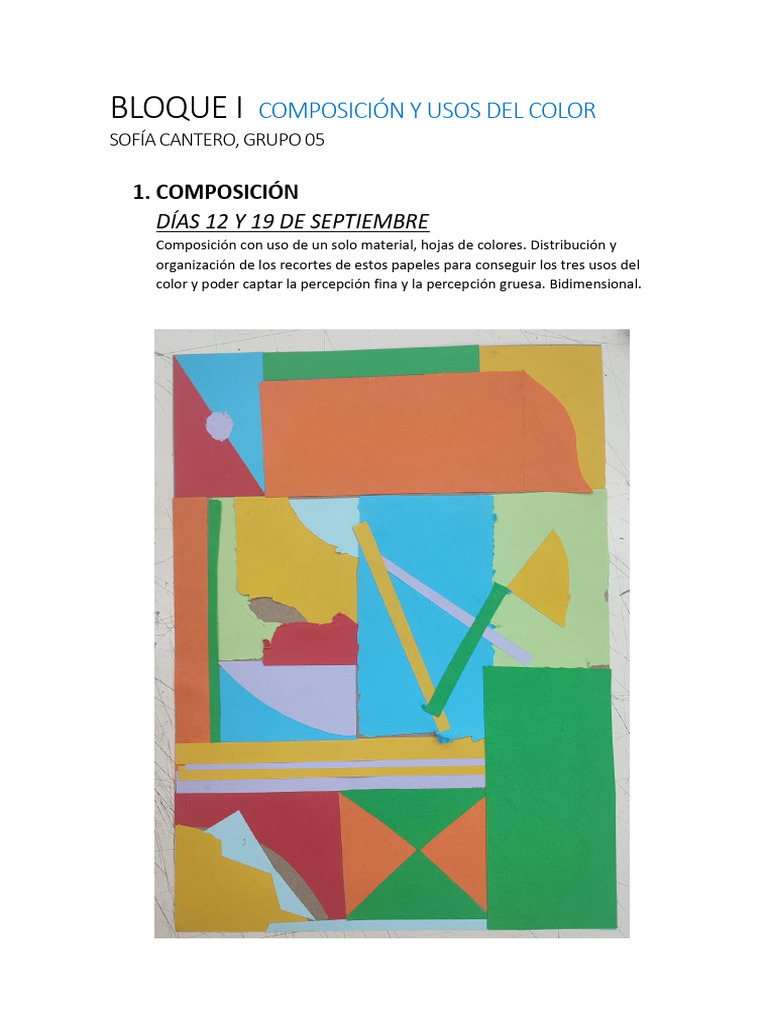 Bloque I Composición y Usos Del Color Sofía Cantero o | PDF