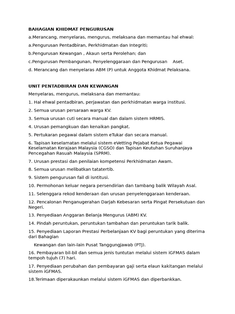 Bahagian Pengurusan Dan Petadbiran | PDF