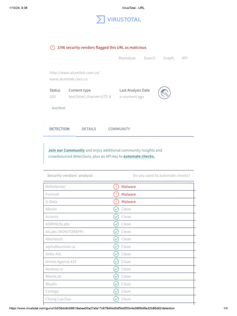 VirusTotal - URL | PDF | Cybercrime | Security