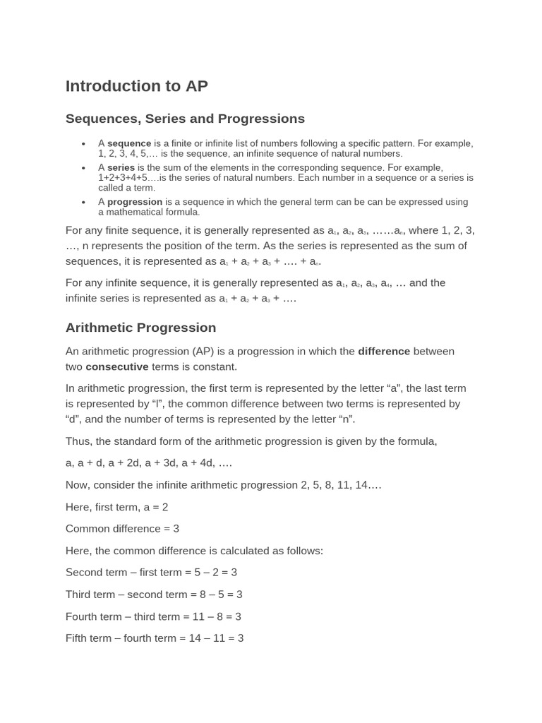 Introduction to AP | PDF | Sequence | Summation