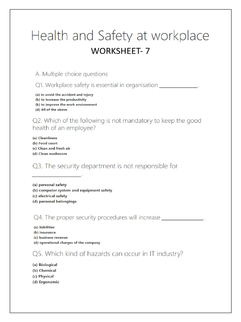 Health Safety at Workplace | PDF
