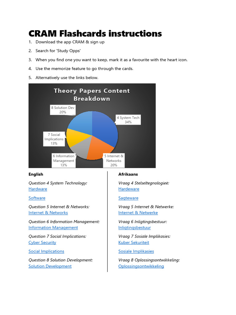 CRAM Flashcards Instructions | PDF | Games & Activities | Computers