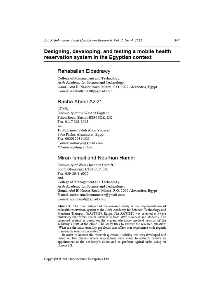 2 19 Journal MHealth Inderscience | PDF | Usability | Health Care