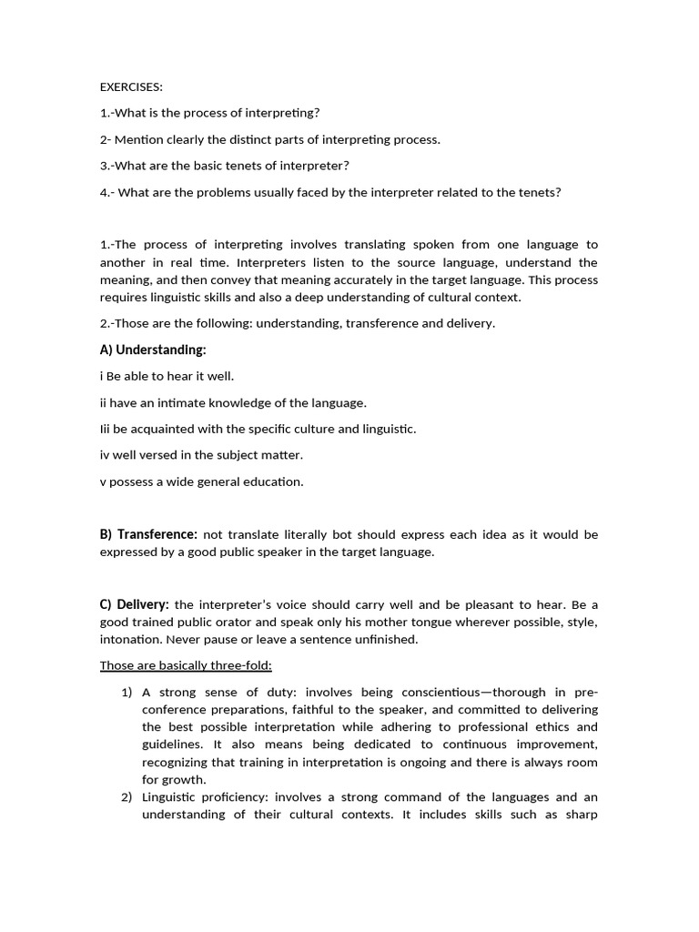 Exercises | PDF | Language Interpretation | Translations