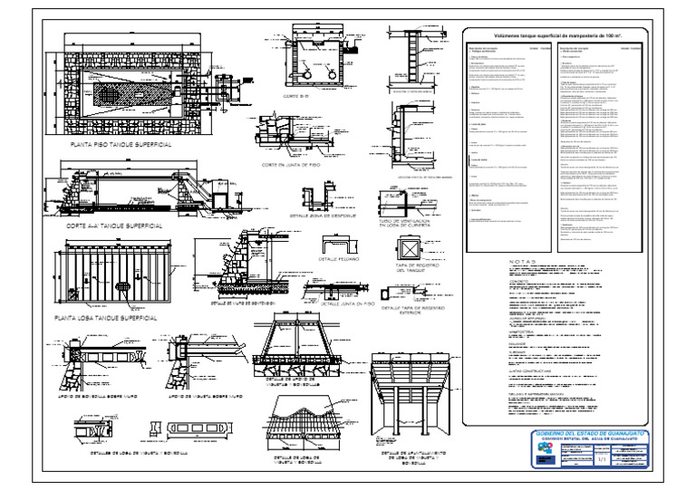 Tanque Superficial 100 M3 Mampostería - 2013 | PDF | Materiales de ...