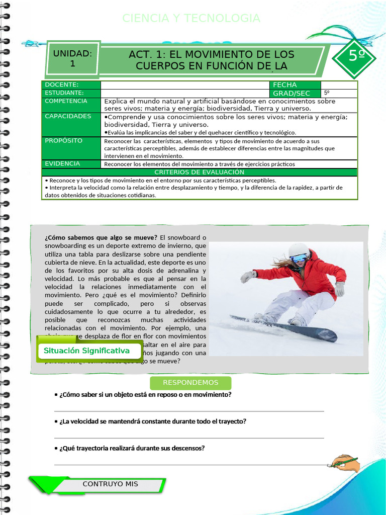 5º Act 1-Cyt-U1 21-10 - 24 | PDF | Velocidad | Aceleración