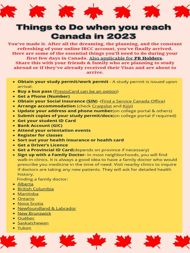Essential First Steps for Newcomers to Canada | PDF | Provinces And Territories Of Canada ...
