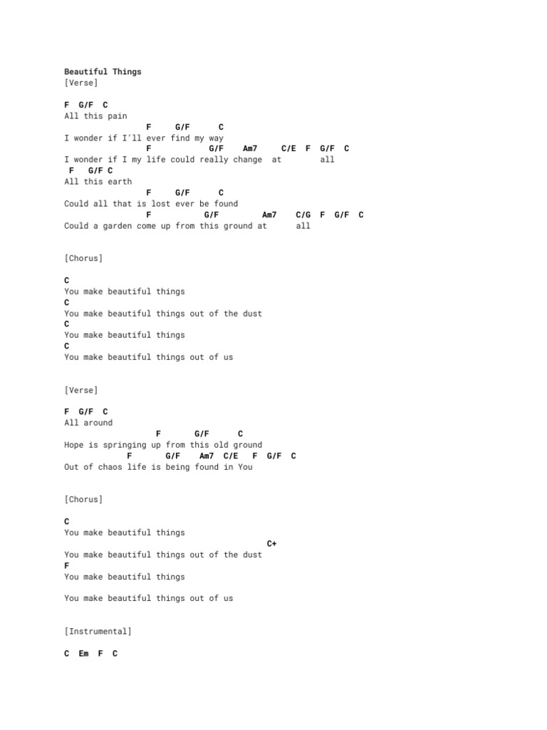 Beautiful Things Chords | PDF