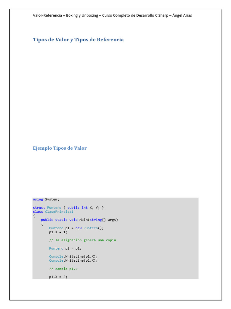 Boxing y Unboxing en C# | PDF | C Sharp (lenguaje de programación ...