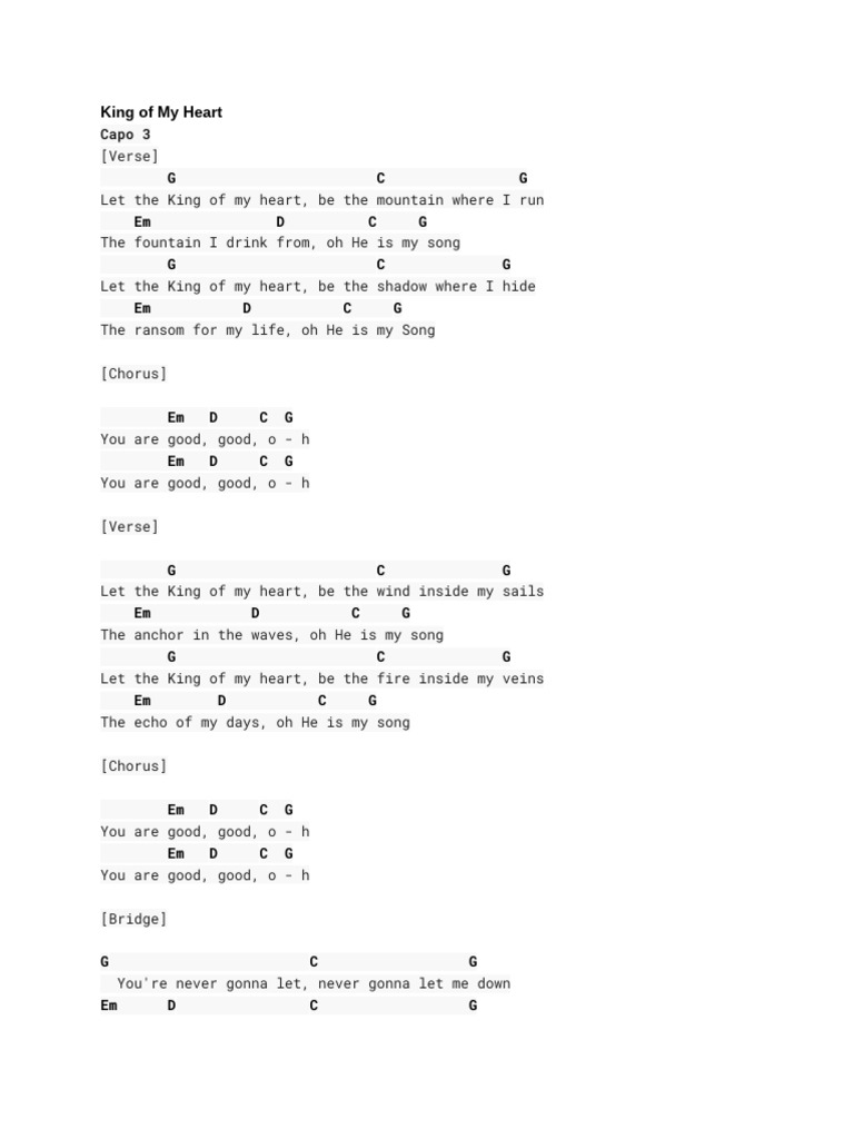 King of My Heart Chords | PDF