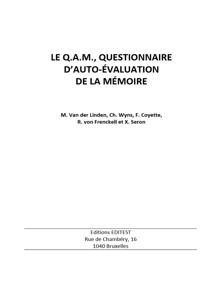 Questionnaire Auto Évaluation de Mémoire | PDF
