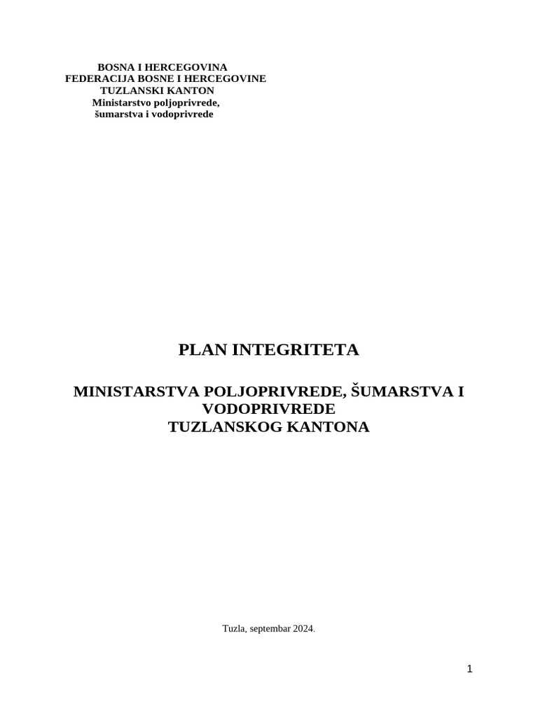 12 Plan Integriteta MPVTK Objava | PDF