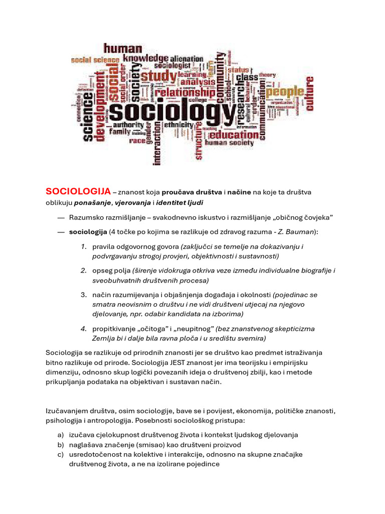 Sociologija Skripta 1 | PDF
