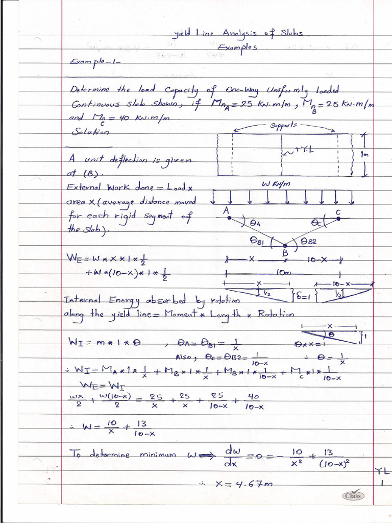 Yield Line-Solved Examples-1 | PDF