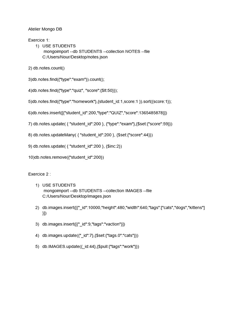 Atelier Mongo DB | PDF