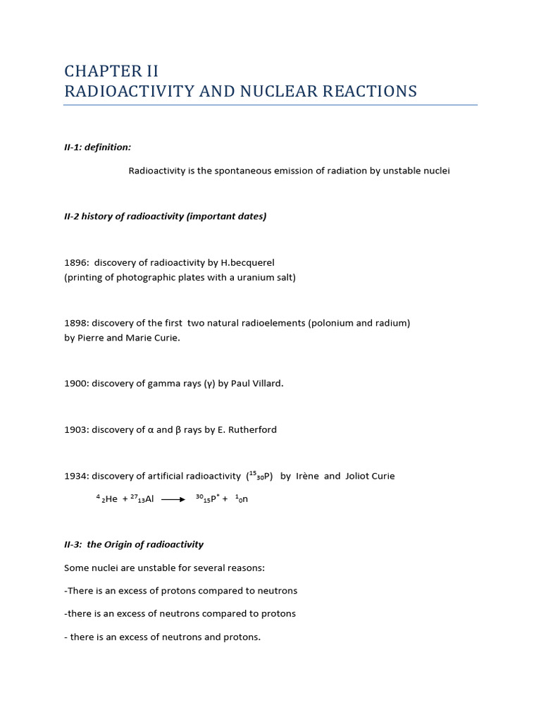 Overview of Radioactivity and Nuclear Reactions | PDF | Radioactive ...