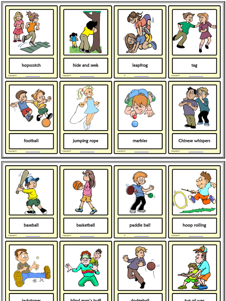 Children Games Vocabulary Esl Printable Learning Cards For Kids | PDF