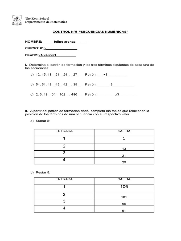 Control Secuencias 2021 (A) | PDF