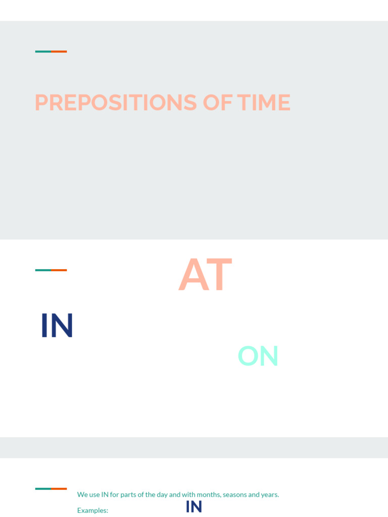 PREPOSITIONS OF TIME | PDF