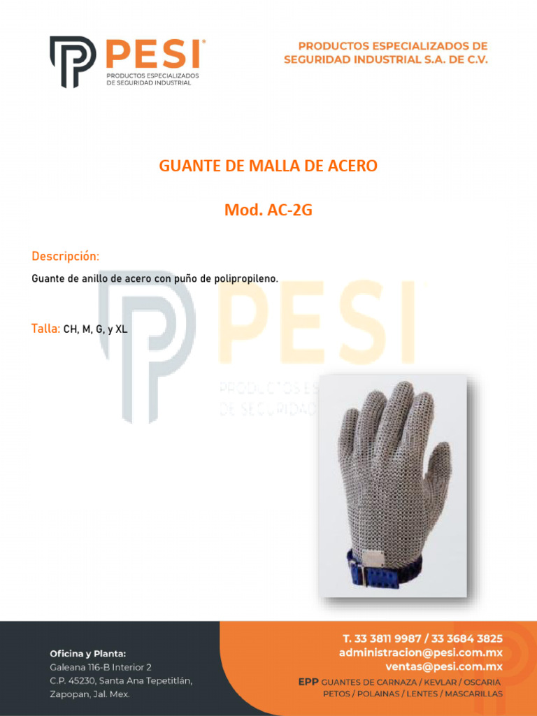 Guante de Malla de Acero - Ac 2G | PDF