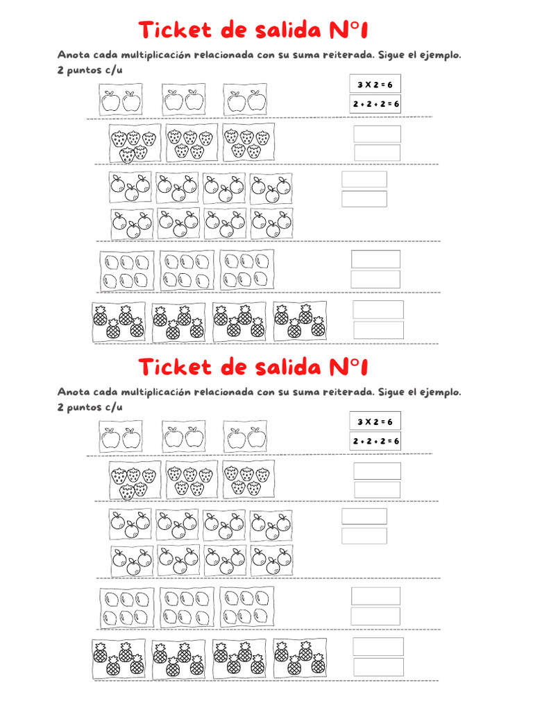 Ticket de Salida 5° Multiplicación | PDF