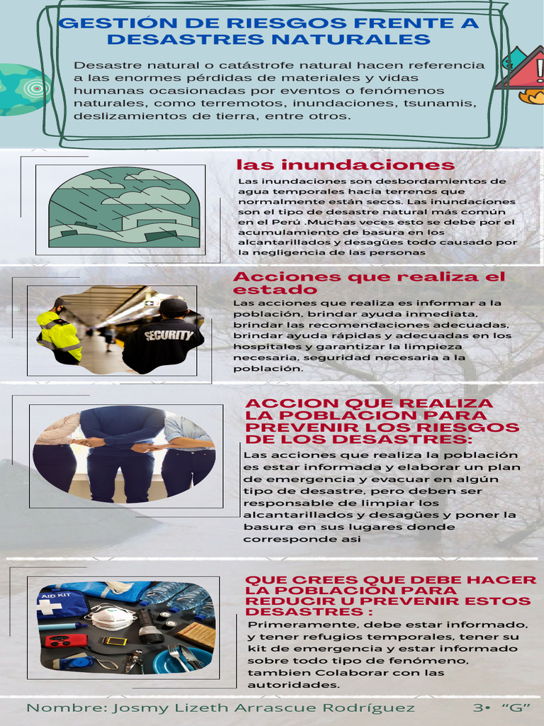 Infografía Desastres Naturales Ilustrado Minimalista Azul | PDF | Desastres naturales | Inundar