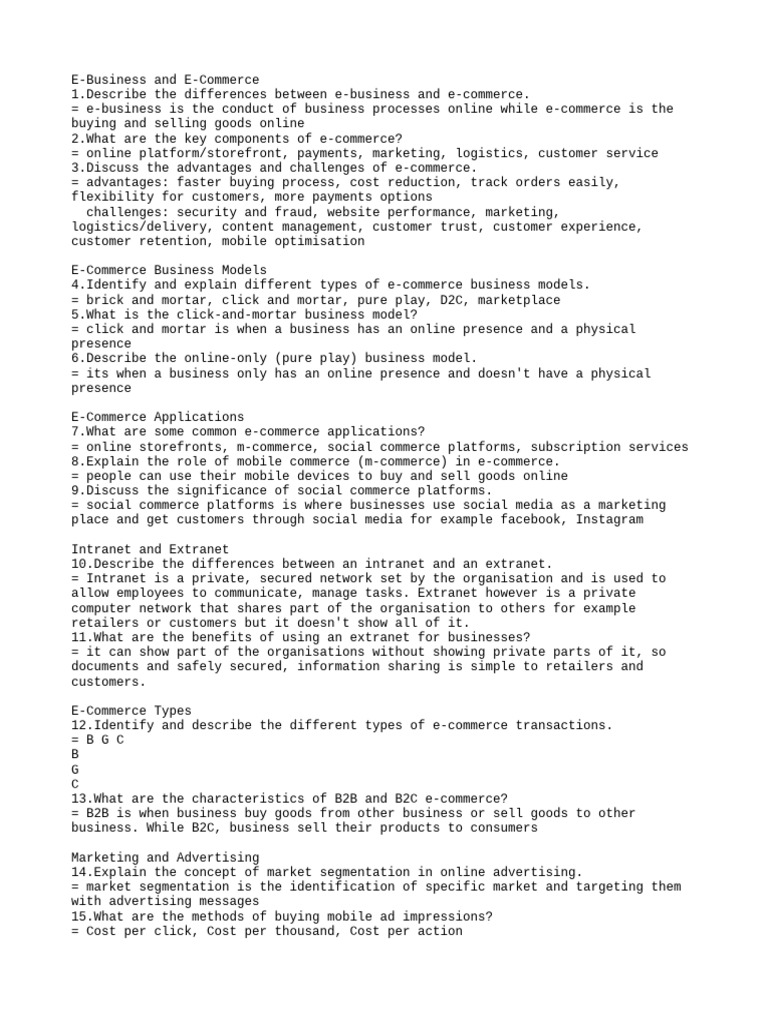 Chapter 6 Questions | PDF | E Commerce | Retail