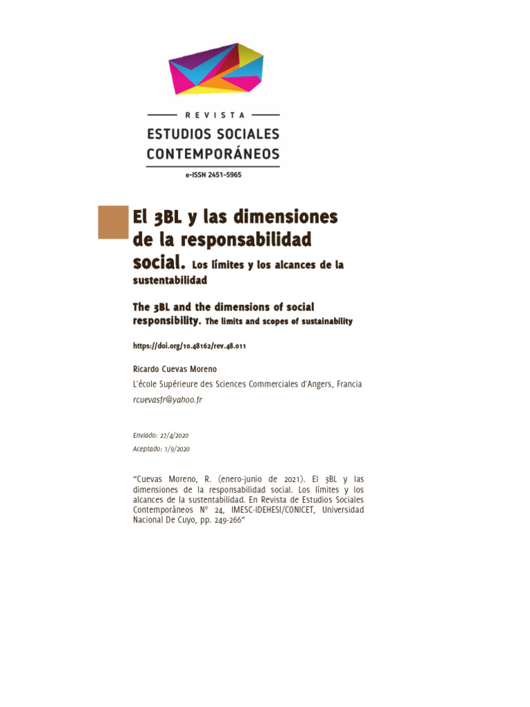 El 3BL y Las Dimensiones de La Responsabilidad Social | PDF | Business ...