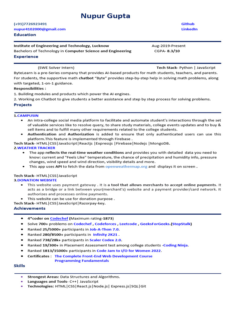 Nupur_Resume2023 | PDF | Information Technology | Computer Science