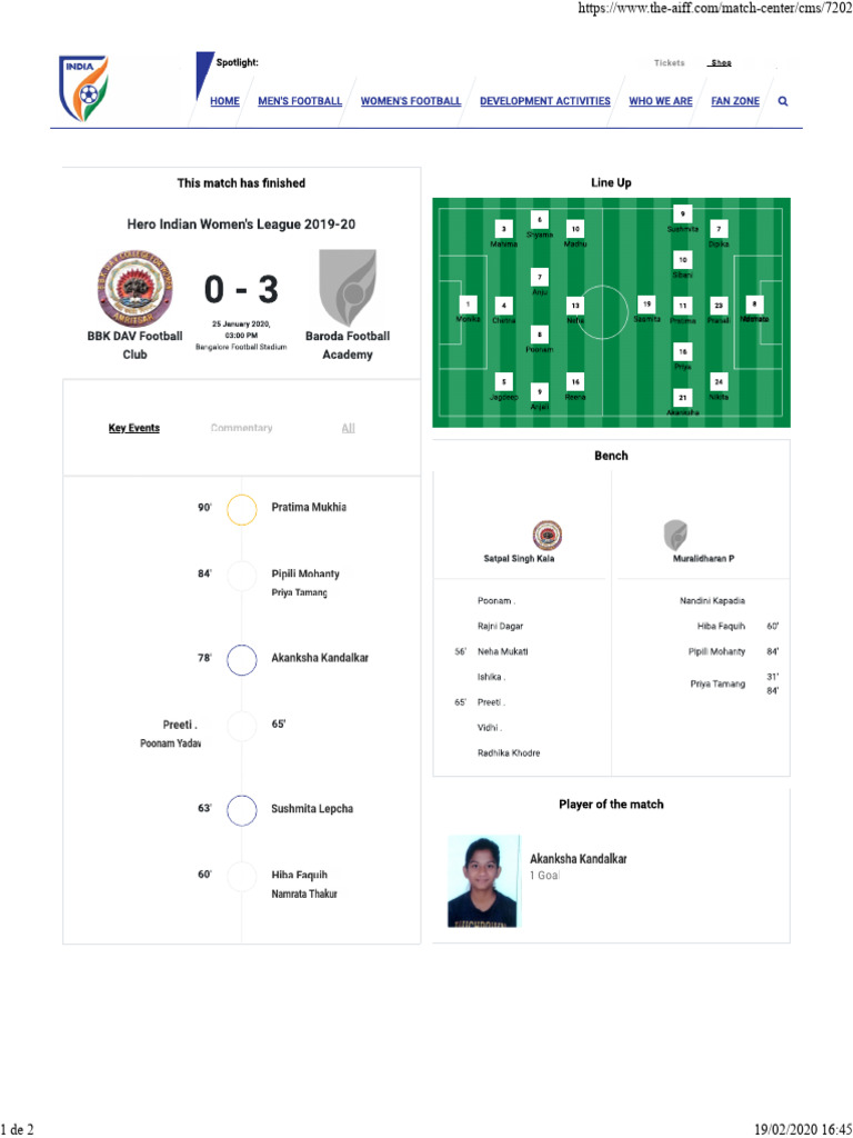 25-1-20. BBK DAV 0-3 Baroda | PDF