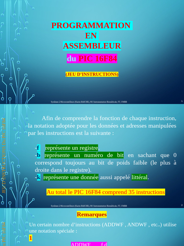 Cours 3 - Programmation en Assembleur Du PIC 16F84 | PDF | Microcontrôleur | Matériel de bureau