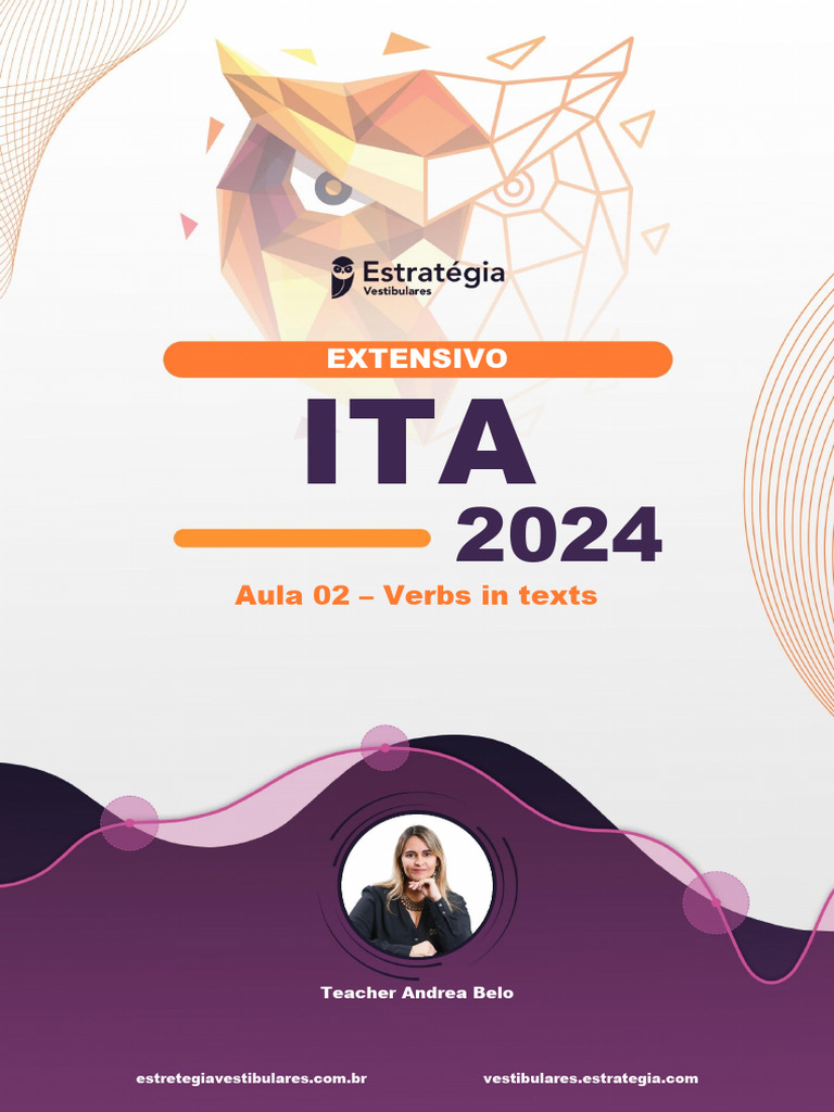 Aula 02 - Verbs in Texts - ITA 2024 | PDF | Assunto (gramática) | Tempo