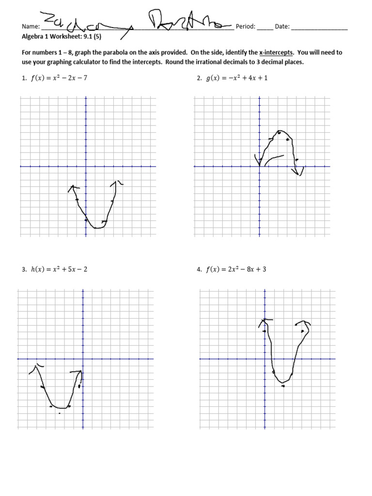 Kami Export - Zachary Derstine - 9.1 Graphing Parabolas Worksheet ...