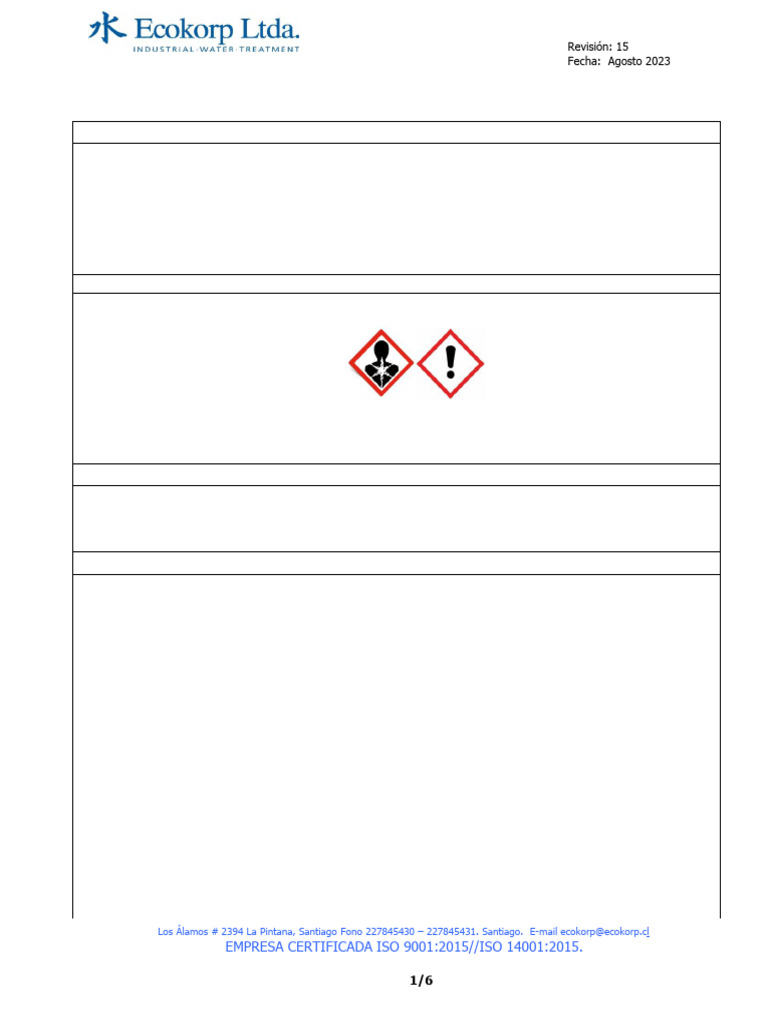 Hoja de Datos de Seguridad DE-BT3000 | PDF | Corrosión | Residuos