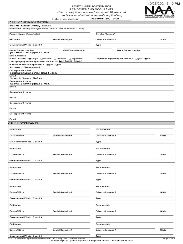 Blue_Moon_Application | PDF | Lease | Fee