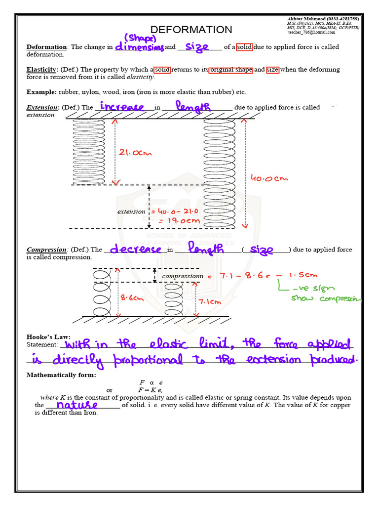 1.5.3 Elastic Deformation | PDF | Elasticity (Physics) | Deformation (Engineering)