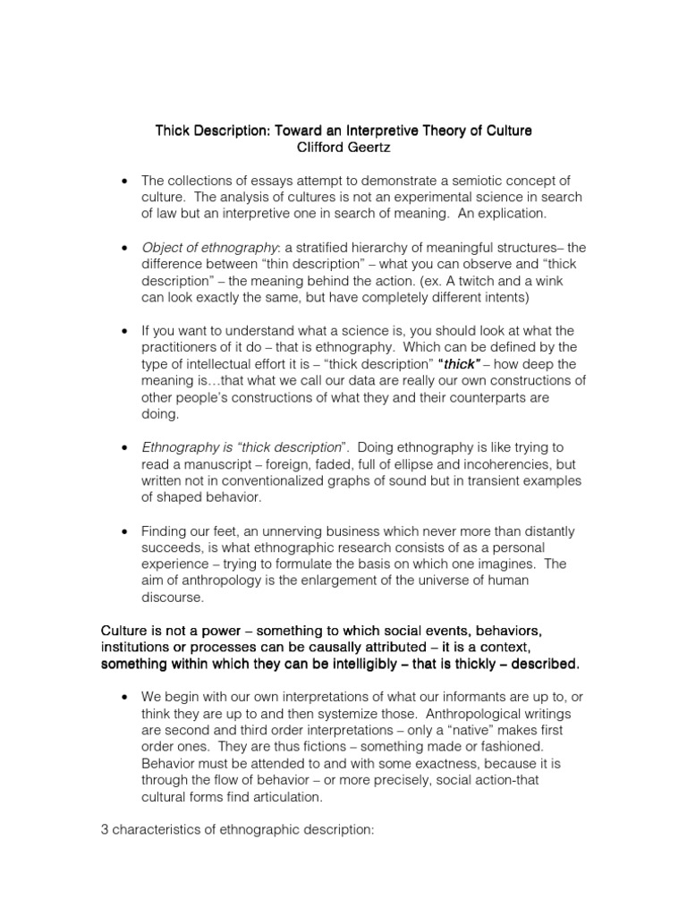 Thick Description Toward An Interpretive Theory of Culture | PDF ...